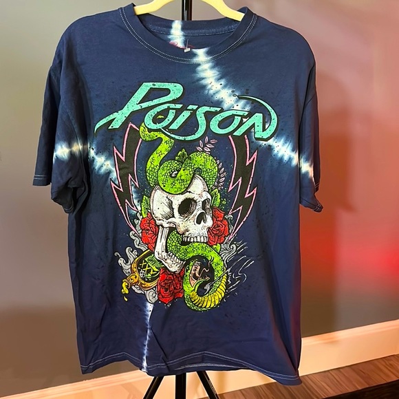 Tops | Poison Rock And Roll Band Tee Skull Snake Bleach Dye Oversized ...